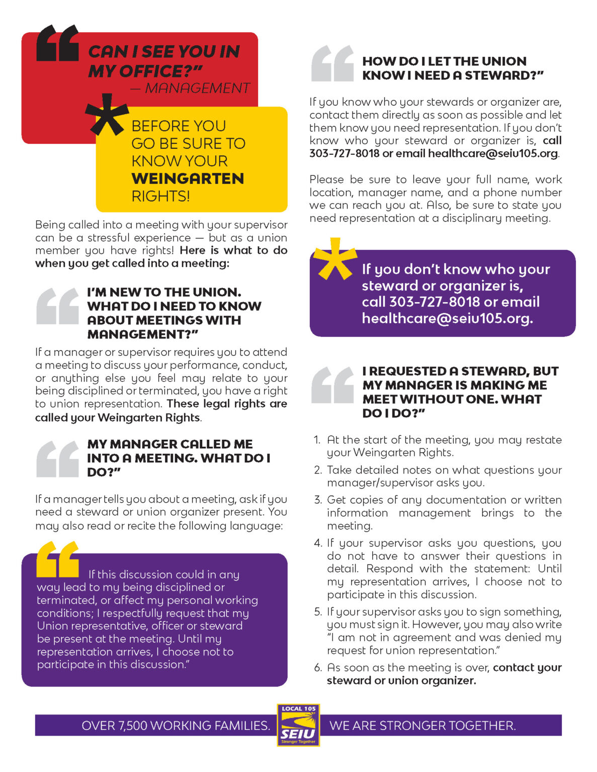 KNOW YOUR RIGHTS AT WORK! - SEIU Local 105