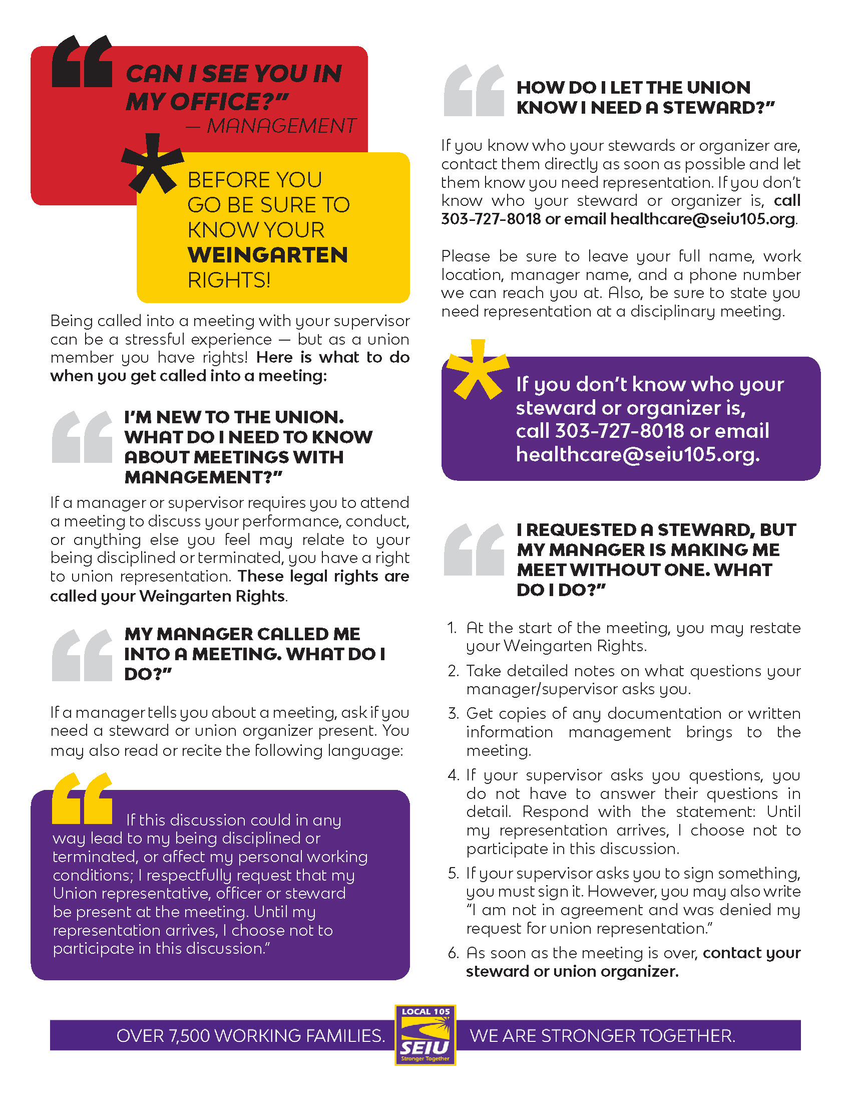 KNOW YOUR RIGHTS AT WORK! - SEIU Local 105