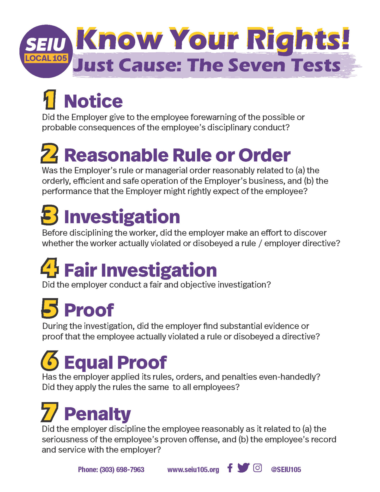 KNOW YOUR RIGHTS AT WORK! - SEIU Local 105